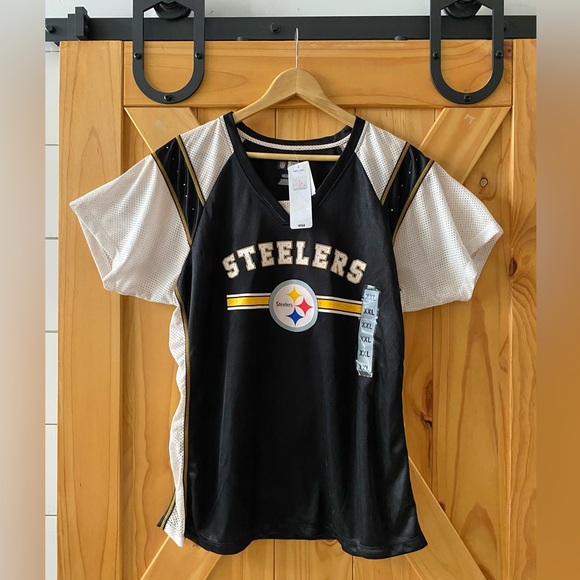 NFL | Tops | Nfl Pittsburgh Steelers Women Team Apparel Bedazzled Mesh ...
